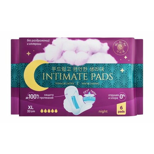 Ночные быстровпитывающие гигиенические прокладки / Mi-Ri-Ne Night Intimate Pads XL