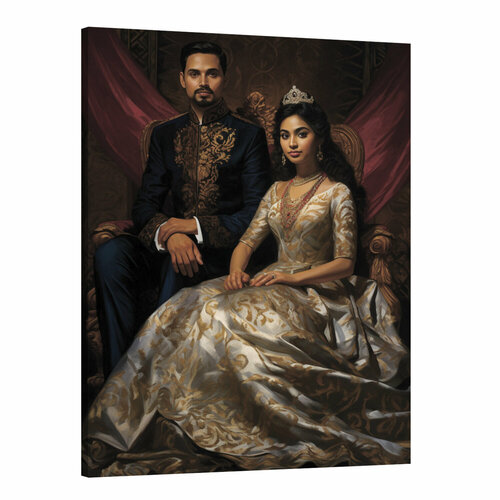 Интерьерная картина 50х70 "Под сенью трона: король и королева"