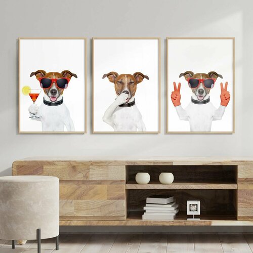 Плакат Постер 3 шт 50х70 без рамки "Собака в образах" набор картин для интерьера