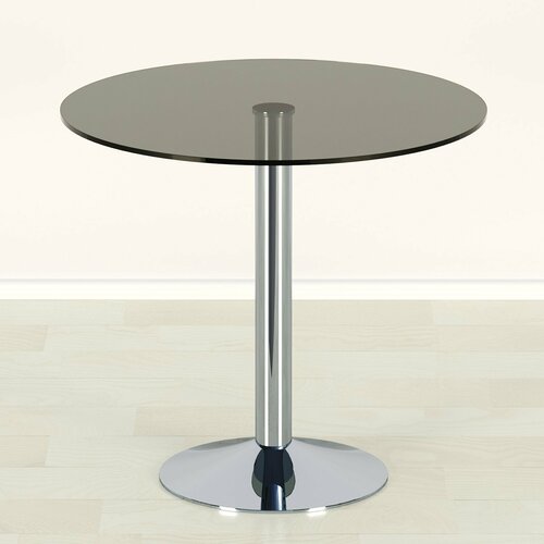 Стеклянный кухонный стол Троя-18 серый/хром D70