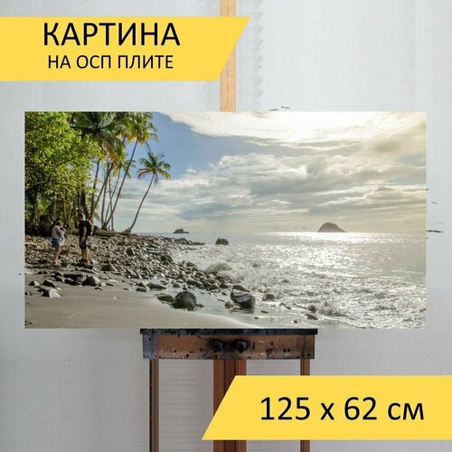 Картина на ОСП 125х62 см. "Мартиника, море, пейзаж" горизонтальная, для интерьера, с креплениями