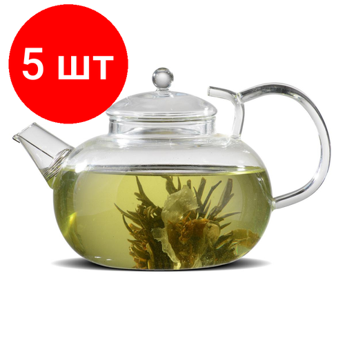 Комплект 5 штук, Чайник заварочный 1000мл стекл. Иван-чай (пружина в носике) (TP105)