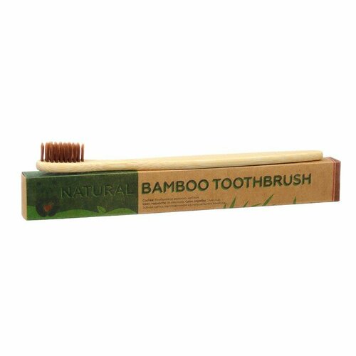 Зубная щетка бамбуковая средняя в коробке, коричневая (1шт.)