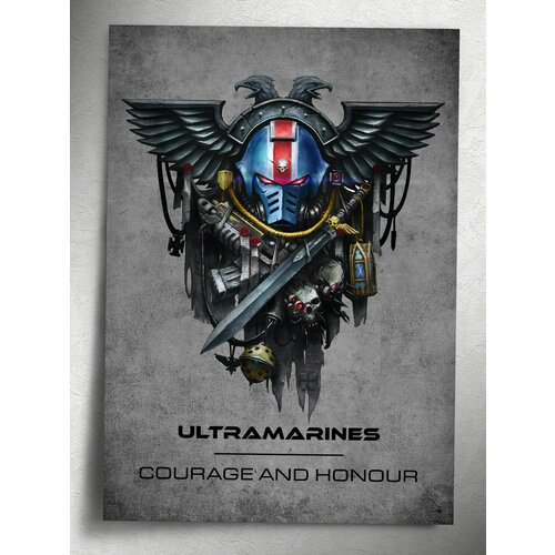 Постер: Боевой клич Ультрамаринов (Вархаммер 40000, Warhammer), на А4