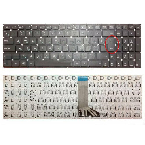 Клавиатура для ноутбука Asus 0KNB0-610CRU00 черная без рамки, Г- образный Enter, шлейф 10 см