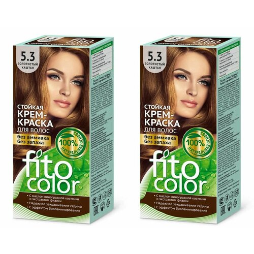 Fito Косметик Cтойкая крем-краска для волос, Fito Color, тон 5.3 золотистый каштан, 115 мл, 2 шт