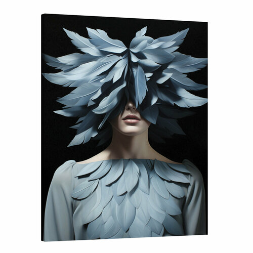 Интерьерная картина 50х70 "Девушка в перьях"