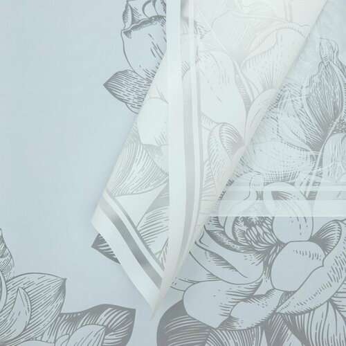 Пленка для цветов, "Цветы с каймой", белый, 57х57 см, 20 шт.