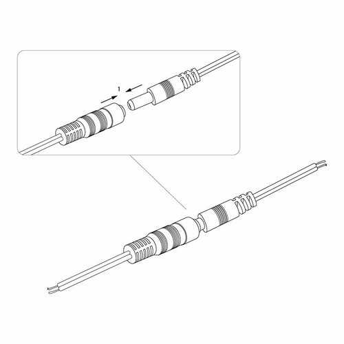 Разъем питания DC штекер 2,1х5,5мм с проводом 20 см REXANT 14-0313 (50 шт)