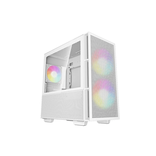 Корпус Deepcool без БП, боковое окно (закаленное стекло), 2x140мм ARGB LED вентилятор спереди и 1x120мм ARGB LED вентилятор сзади, белый, mATX