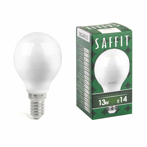 Лампа светодиодная Saffit SBG4513 шар E14 13W 4000K 55158