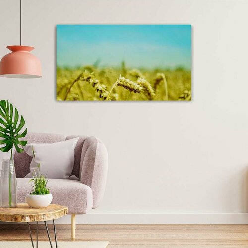 Картина на холсте 60x110 LinxOne "Поле, колосья, растения, лето" интерьерная для дома / на стену / на кухню / с подрамником