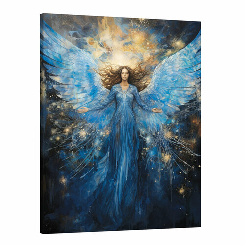 Интерьерная картина 50х70 "Ангел с голубыми крыльями"