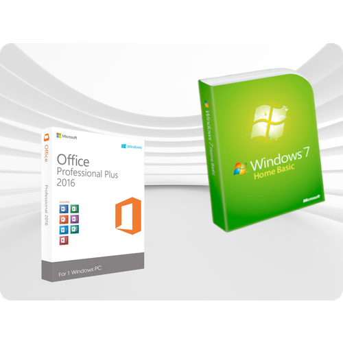 Microsoft Windows 7 HOME BASIC + OFFICE 2016 Pro Plus / Полный пакет / Лицензия / Русский язык
