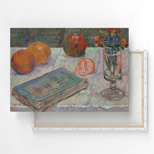 Картина на холсте, репродукция / Still life with a book and oranges / Поль Синьяк / Размер 30 x 40 см