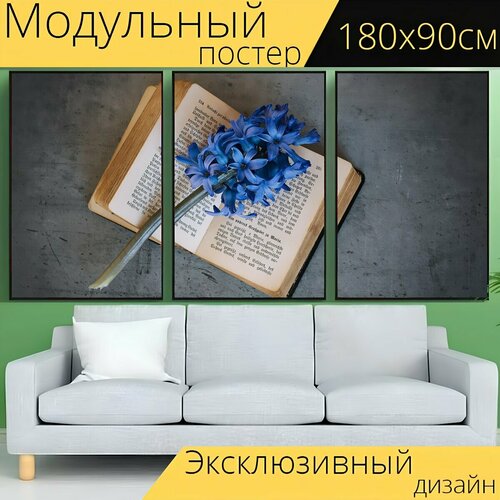 Модульный постер "Книга, старый, старая книга" 180 x 90 см. для интерьера