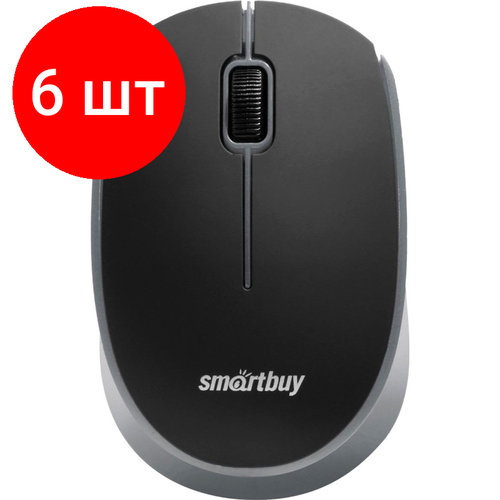 Комплект 6 штук, Мышь компьютерная Smartbuy ONE 368AG WLS черно-серая (SBM-368AG-KG)/40