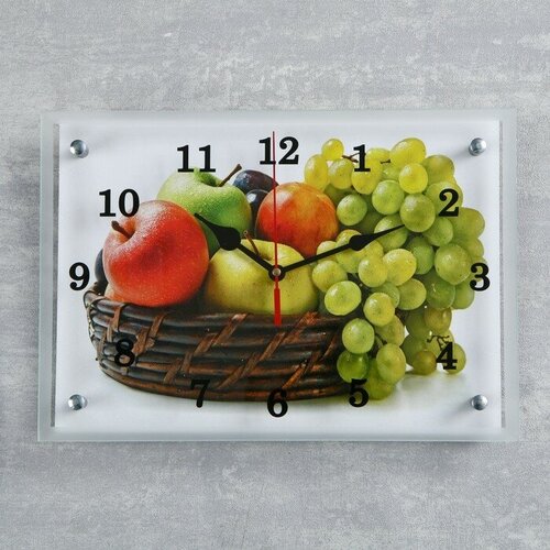 Часы настенные, серия: Кухня, "Корзина с фруктами", 25х35 см
