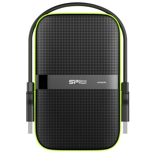 1 ТБ Внешний HDD Silicon Power Armor A60, USB 3.0, черный/зеленый