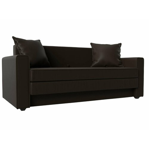 Прямой диван-кровать Лига-012, Экокожа коричневая