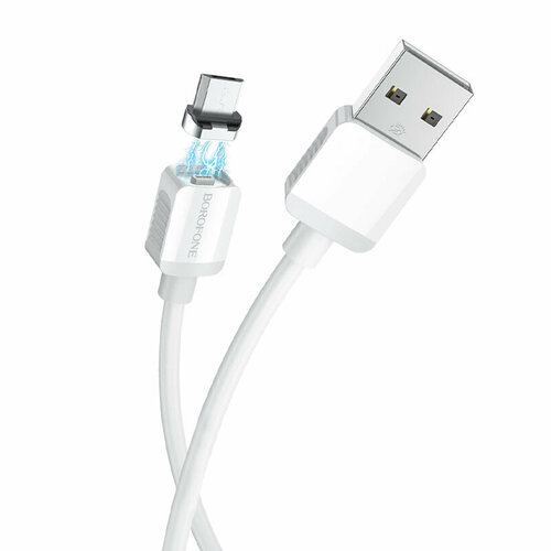 Кабель Borofon MicroUSB BX57 Effective 2,4А 1м съемный магнитный наконечник White