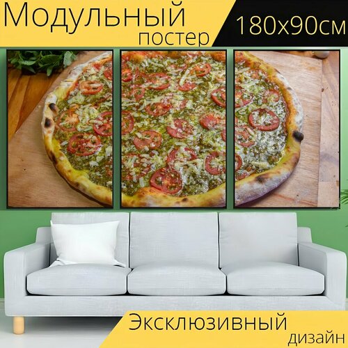 Модульный постер "Пицца, ресторан, итальянский" 180 x 90 см. для интерьера