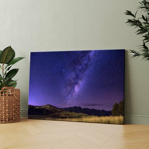 Картина на холсте (Млечный путь, звёздное небо, звезды) 40x60 см. Интерьерная, на стену.