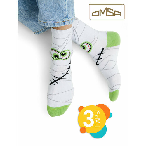 Носки Omsa, 3 пары, 3 уп., размер 42-44, зеленый