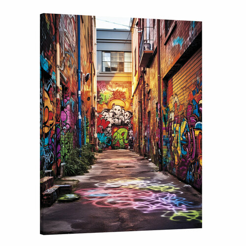 Интерьерная картина 50х70 "Граффити: фантазия на стене"