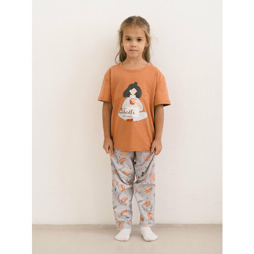 Пижама  Глория Трикотаж, размер 36, оранжевый, серый