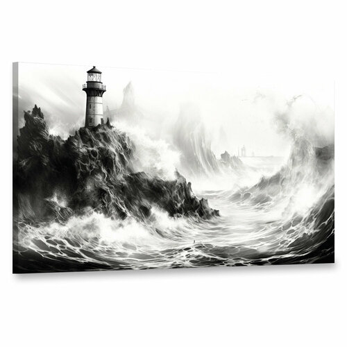 Интерьерная картина 100х60 "Маяк и шторм"