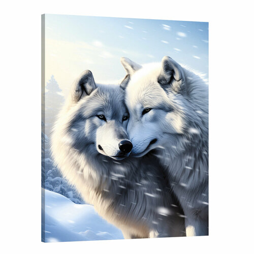Интерьерная картина 50х70 "Волчья нежность"