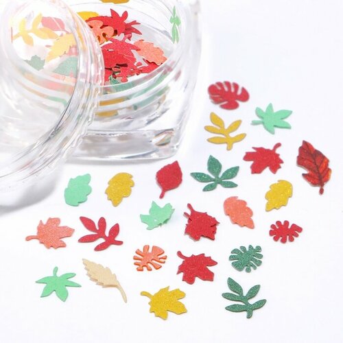 Декоративные элементы для декора «Листья», объёмные, разноцветные (комплект из 18 шт)
