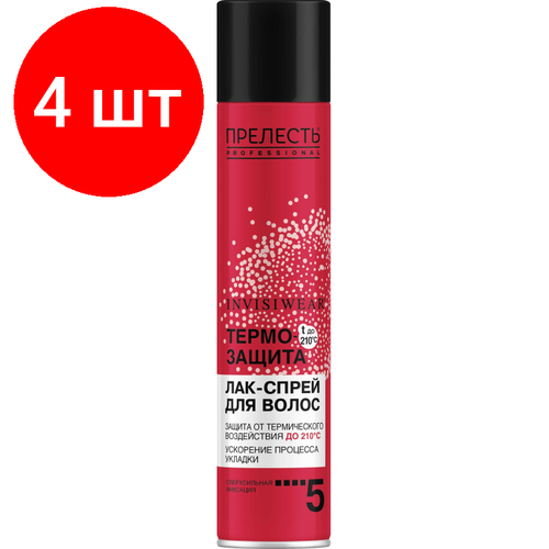 Комплект 4 штук, Лак спрей д/горяч укл Термозащитный Прелесть Professional Invisiwear 300 мл