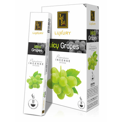 Luxury JUICY GRAPES Premium Incense Sticks, Zed Black (Лакшери сочный виноград премиум благовония палочки, Зед Блэк), уп. 15 г.