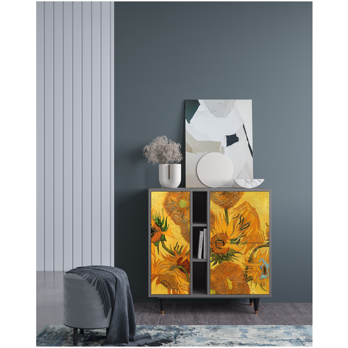 Комод - STORYZ - BS5 Sunflowers by Vincent Van Gogh, 94 x 96 x 41 см, Серый