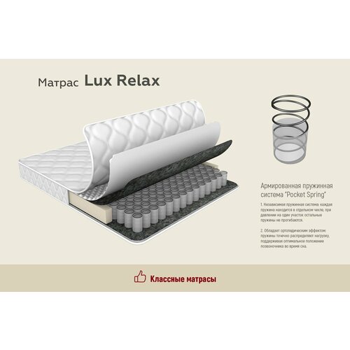 Матрас LUX RELAX высота 18 см для сна на диван кровать пружины 256 Orto Foam с массажным эффектом стеганный жаккард (90 / 200)