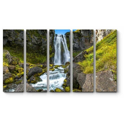 Модульная картина Горный водопад 130x78