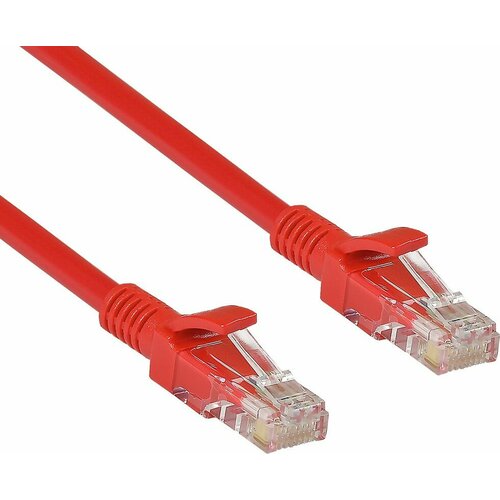 EX258666RUS, Патч-корд ExeGate UTP-RJ45-RJ45-5e-0,3M-RD, UTP, cat.5e, 0.3м, красный