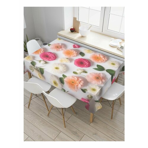 Прямоугольная тканевая скатерть на стол JoyArty с рисунком "Весенние цветы" 145 на 180 см, серия 8 марта
