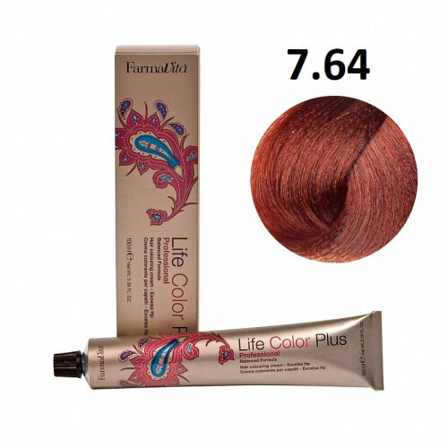 Крем-краска для волос Farmavita Life Color Plus 7.64 блондин медно-красный, 100 мл