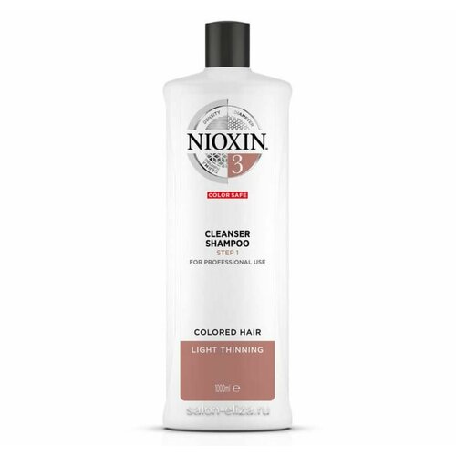 NIOXIN, System 3, Step 1, Очищающий шампунь для окрашенных и тонких волос, 1000 мл