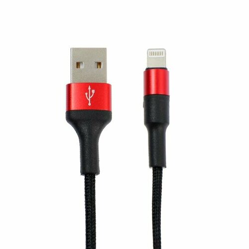 Кабель Hoco X26, Lightning - USB, 2 А, 1 м, чёрно-красный (комплект из 7 шт)