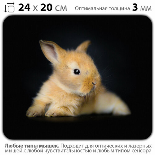 Коврик для мыши "Милый кролик" (24 x 20 см x 3 мм)