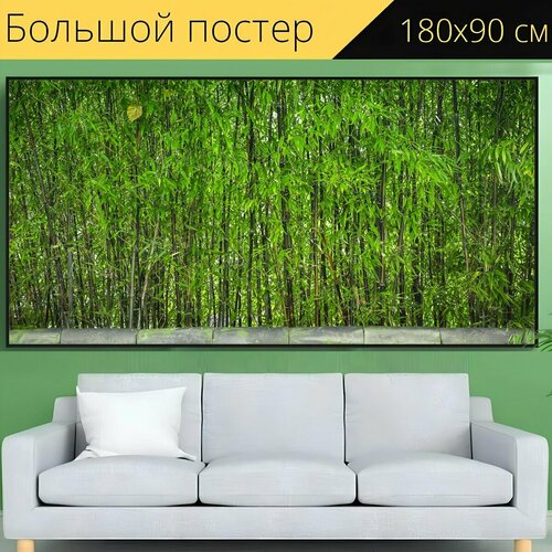 Большой постер "Бамбук, дерево, завод" 180 x 90 см. для интерьера