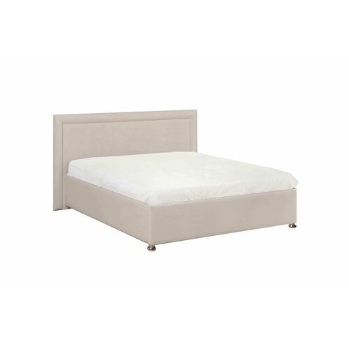 Двуспальная кровать Нью-Йорк 180x200 основание металлическое с ламелями велюр белый без ножек