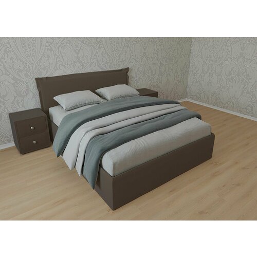 Односпальная кровать Дели 80x200 основание металлическое с ламелями велюр коричневый