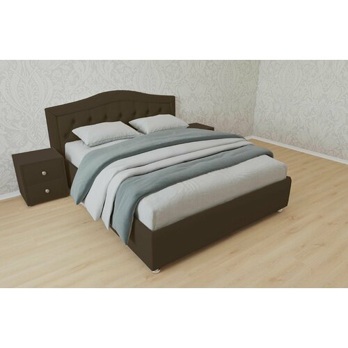 Односпальная кровать Бермуды 80x200 основание металлическое с ламелями велюр коричневый без ножек