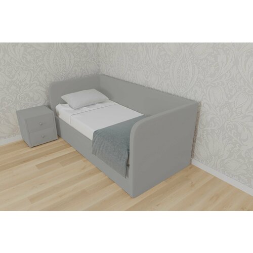 Односпальная кровать Рим-2 120x200 основание металлическое с ламелями велюр серый