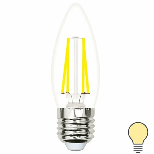 Лампа светодиодная Volpe E27 210-240 В 5.5 Вт свеча прозрачная 500 лм, теплый белый свет